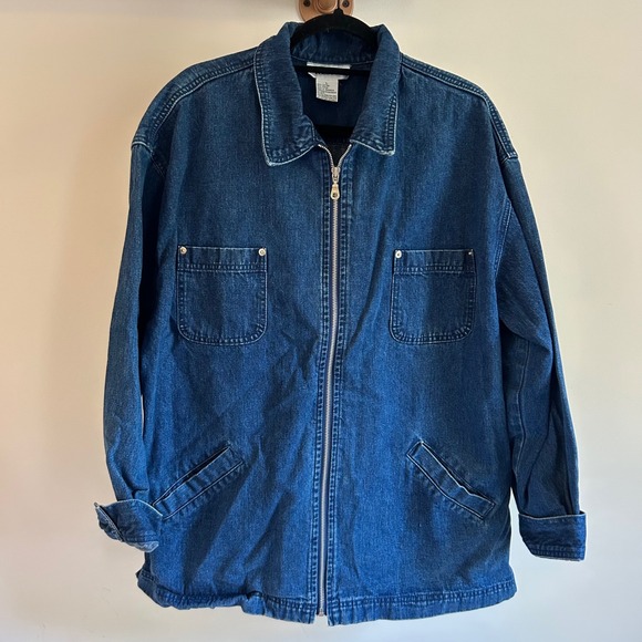 Talbots | Jackets & Coats | Vintage Talbots 9s Denim Zip Up Jacket Dark ...